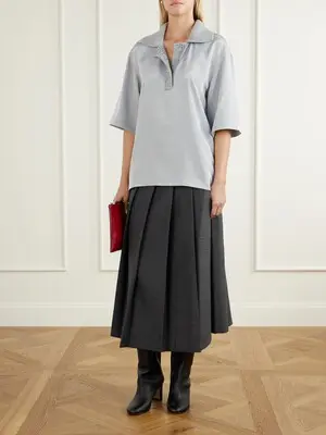 Tibi Stretch Silk-blend Polo Shirt