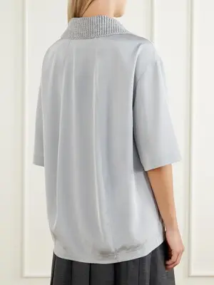 Tibi Stretch Silk-blend Polo Shirt