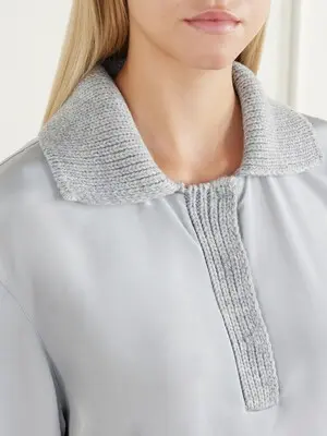 Tibi Stretch Silk-blend Polo Shirt