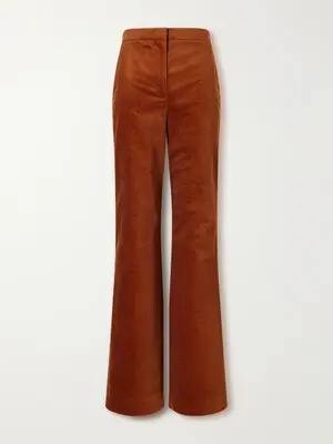 Veronica Beard Holt Cotton-blend Corduroy Flared Pants Orange