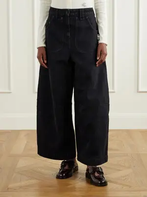 Simone Rocha Embellished Floral-print Mid-rise Wide-leg Jeans