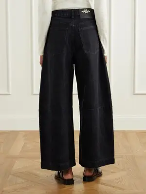 Simone Rocha Embellished Floral-print Mid-rise Wide-leg Jeans