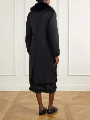 Simone Rocha Double-breasted Plush-trimmed Shell Coat