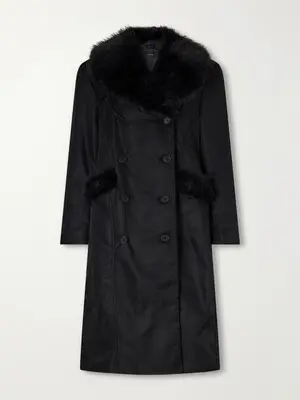 Simone Rocha Double-breasted Plush-trimmed Shell Coat