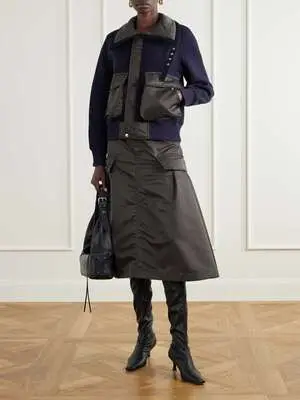 Sacai Sponge Sweat Shell-trimmed Cotton-blend And Wool Jacket