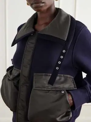 Sacai Sponge Sweat Shell-trimmed Cotton-blend And Wool Jacket