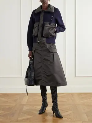 Sacai Sponge Sweat Shell-trimmed Cotton-blend And Wool Jacket - Multi