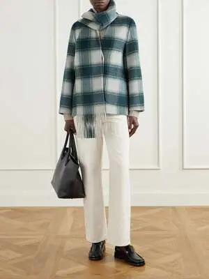 Varley Alderton Scarf-detailed Checked Wool-blend Coat