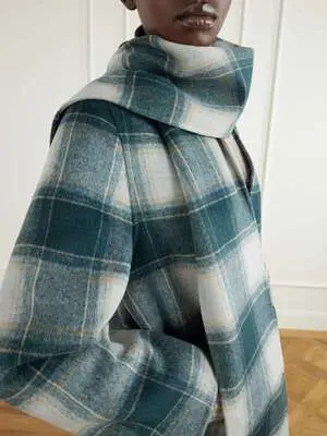 Varley Alderton Scarf-detailed Checked Wool-blend Coat