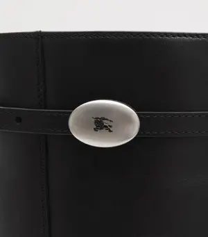 Burberry Leather Pillar Knee-high Boots 100 - Black