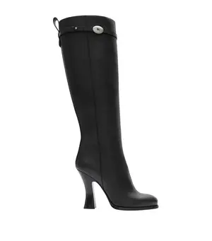 Burberry Leather Pillar Knee-high Boots 100 - Black