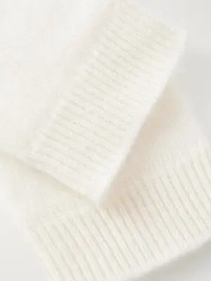 LISA YANG Brushed-cashmere Mittens - Neutrals