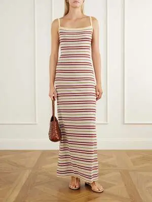 Faithfull The Brand Doris Knitted Striped Cotton-blend Midi Dress