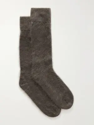 LISA YANG Brushed Cashmere Socks - Brown