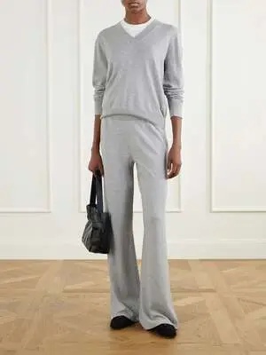 Eterne Cotton And Cashmere-blend V-neck Sweater - Light Gray
