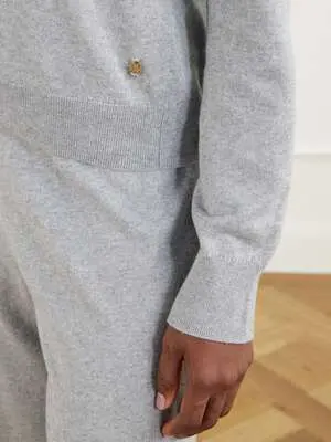 Eterne Cotton And Cashmere-blend V-neck Sweater - Light Gray
