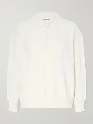 HIGH SPORT Elyse Cotton And Wool-blend Polo Shirt - Neutrals