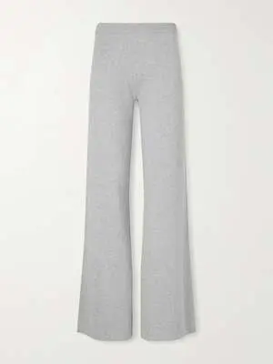 Eterne Cotton And Cashmere-blend Wide-leg Pants - Light Gray