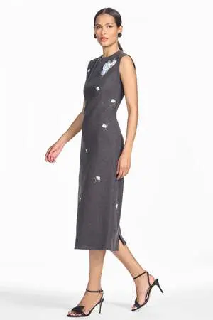 Sachin & Babi Asher Black Knit Wool Column Midi Dress