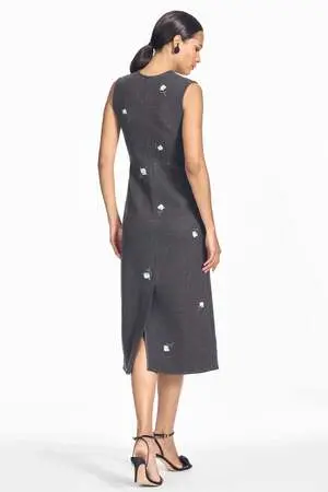 Sachin & Babi Asher Black Knit Wool Column Midi Dress