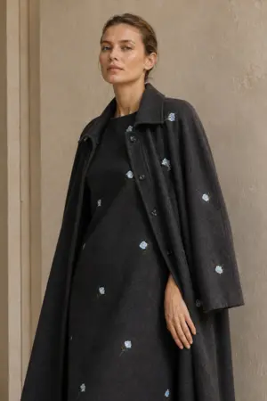 Sachin & Babi Asher Black Knit Wool Column Midi Dress