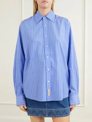 BODE Bluebell Striped Cotton-poplin Shirt