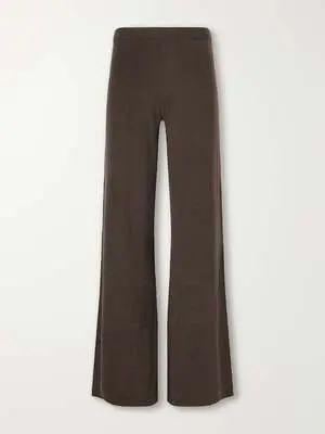 Eterne Cotton And Cashmere-blend Wide-leg Pants - Dark Brown