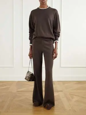 Eterne Cotton And Cashmere-blend Wide-leg Pants