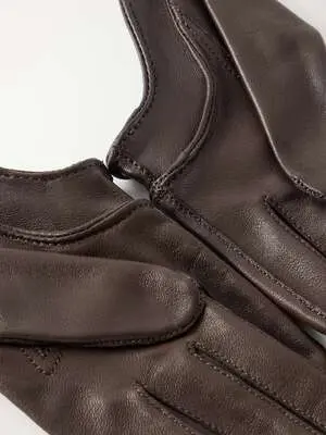Magda Butrym Leather Paneled Gloves - Brass