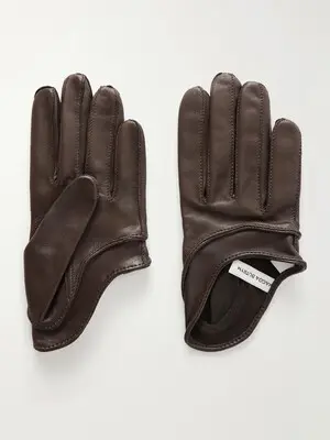 Magda Butrym Leather Paneled Gloves - Brown