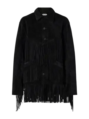BODE Appalachian Fringed Suede Jacket - Black