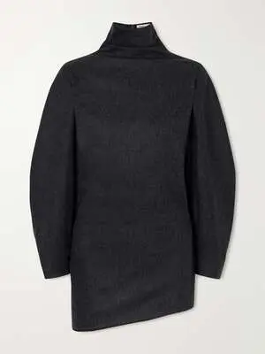 Khaite Harlow Draped Wool And Cashmere-blend Blouse Charcoal