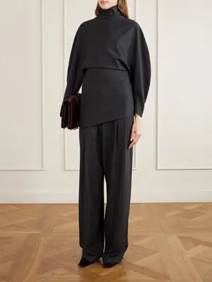 Khaite Harlow Draped Wool And Cashmere-blend Blouse - Gray