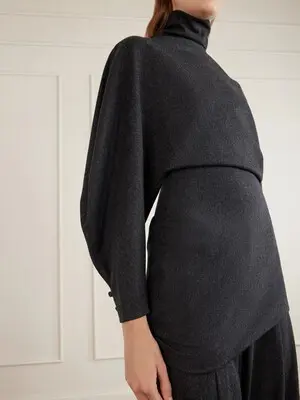 Khaite Harlow Draped Wool And Cashmere-blend Blouse - Gray