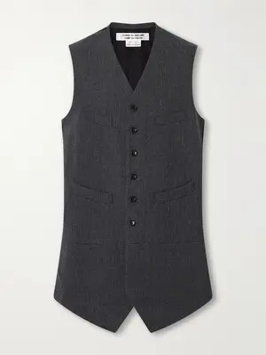 Comme Des Garçons Wool-gabardine And Taffeta Vest - Gray