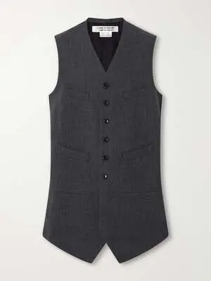 Comme Des Garçons Wool-gabardine And Taffeta Vest - Multi
