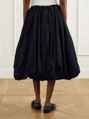 Comme Des Garçons Gathered Wool-gabardine Midi Skirt