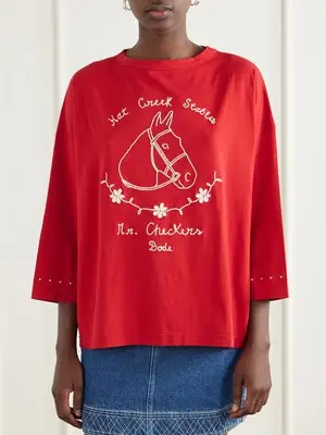 BODE Stables Embroidered Cotton-jersey T-shirt