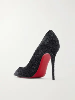CHRISTIAN LOUBOUTIN La Pigalle 100 Crystal-embellished Leather Pumps