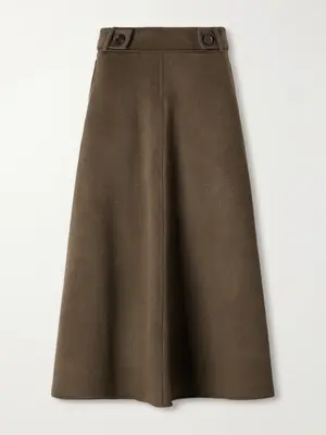 LISA YANG Wool And Cashmere-blend Woven Midi Skirt