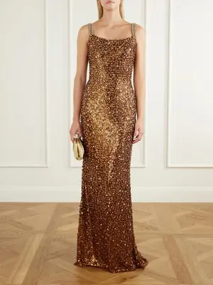 Jenny Packham Sonnet Sequined Tulle Gown