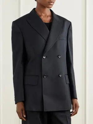 Junya Watanabe Pinstriped Wool-blend Double-breasted Blazer
