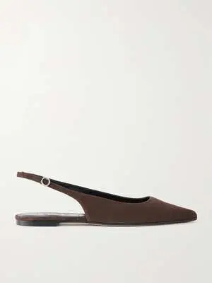 AeydĒ Annora Suede Slingback Flats - Chocolate