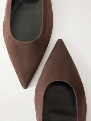 AeydĒ Annora Suede Slingback Flats - Chocolate