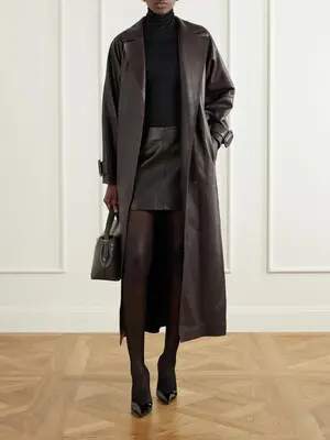 Nour Hammour Staley Belted Leather Coat