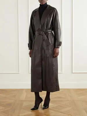 Nour Hammour Staley Belted Leather Coat