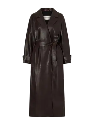 Nour Hammour Staley Belted Leather Coat - Brown