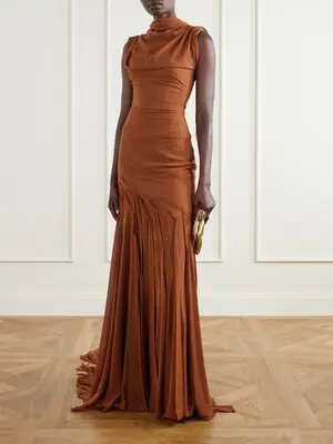 MARMAR HALIM Scarf-detailed Georgette Gown