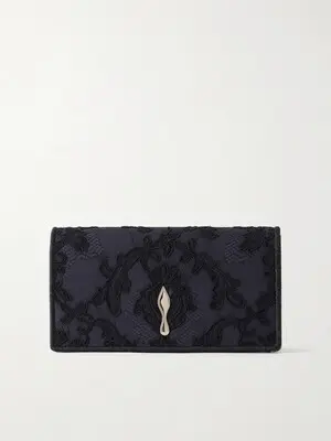 CHRISTIAN LOUBOUTIN Bettina Lace-trimmed Satin Clutch - Black