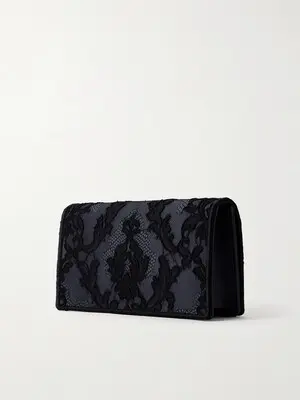 CHRISTIAN LOUBOUTIN Bettina Lace-trimmed Satin Clutch - Black
